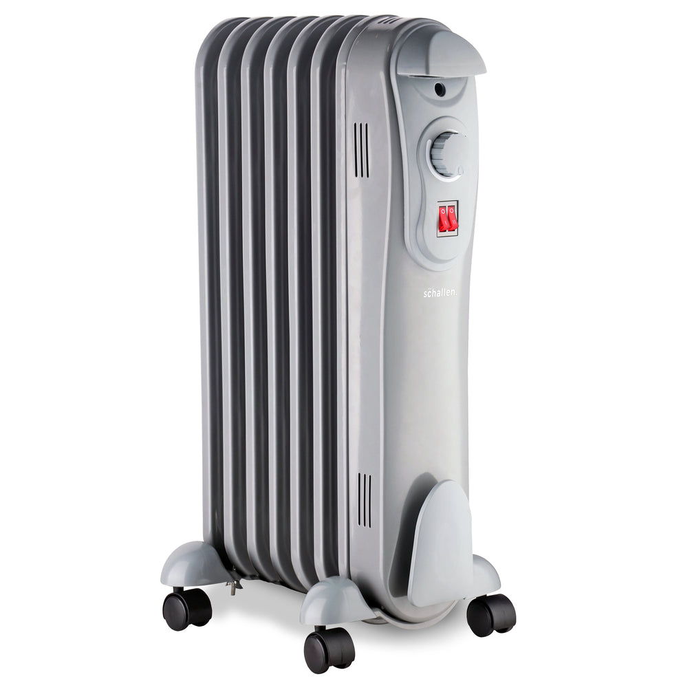 Schallen Grey 1500W 7 Fin Portable Electric Slim Oil Filled Radiator H ...